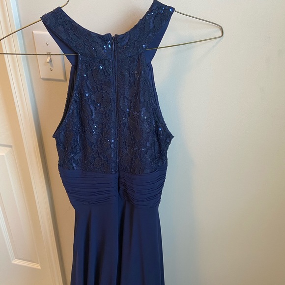 PromGirl | Dresses | Navy Blue Prom Girl Halter Neck Long Prom Dress ...